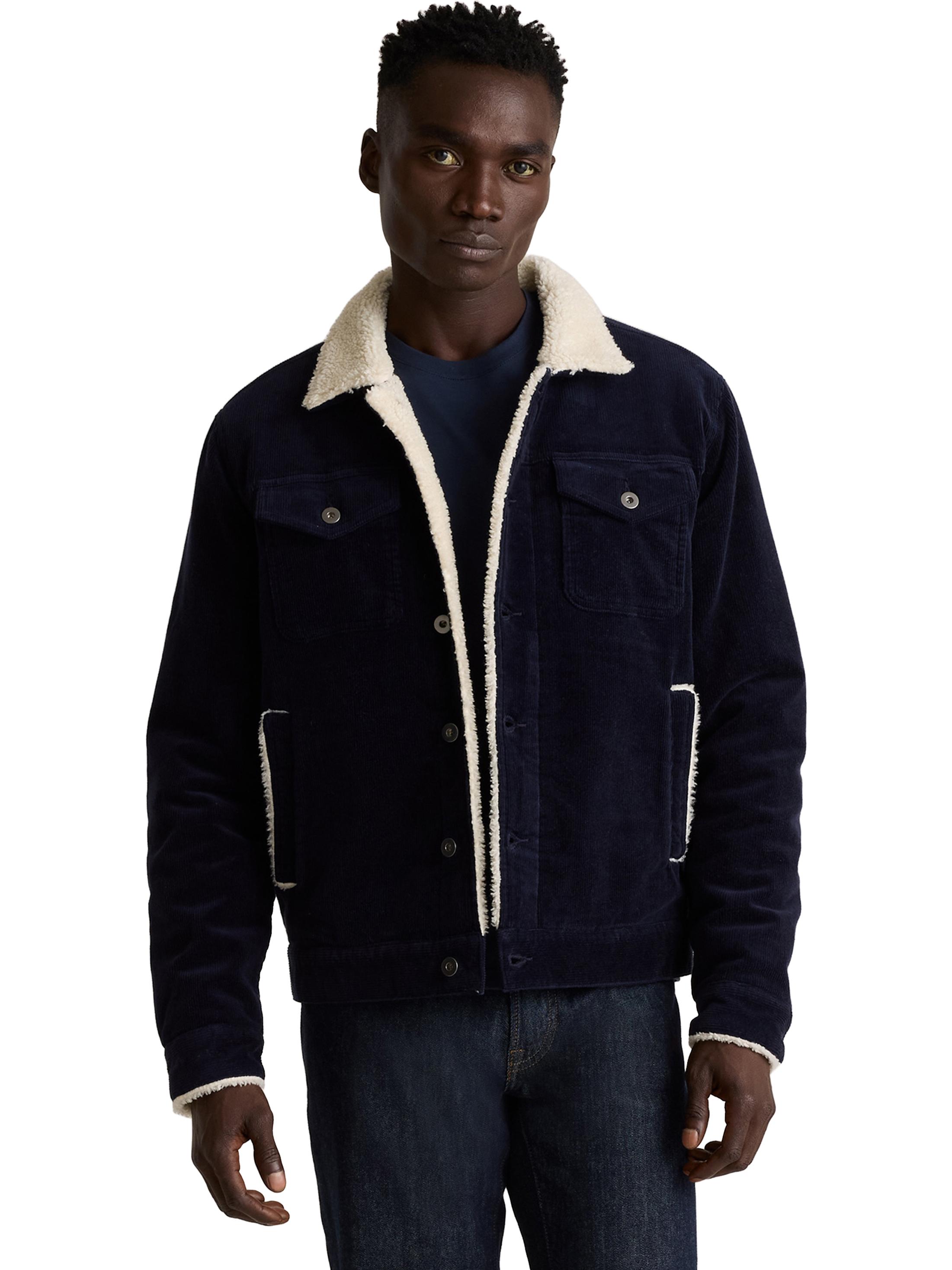 QUINCE Organic Stretch Corduroy Sherpa-Lined Trucker Jacket